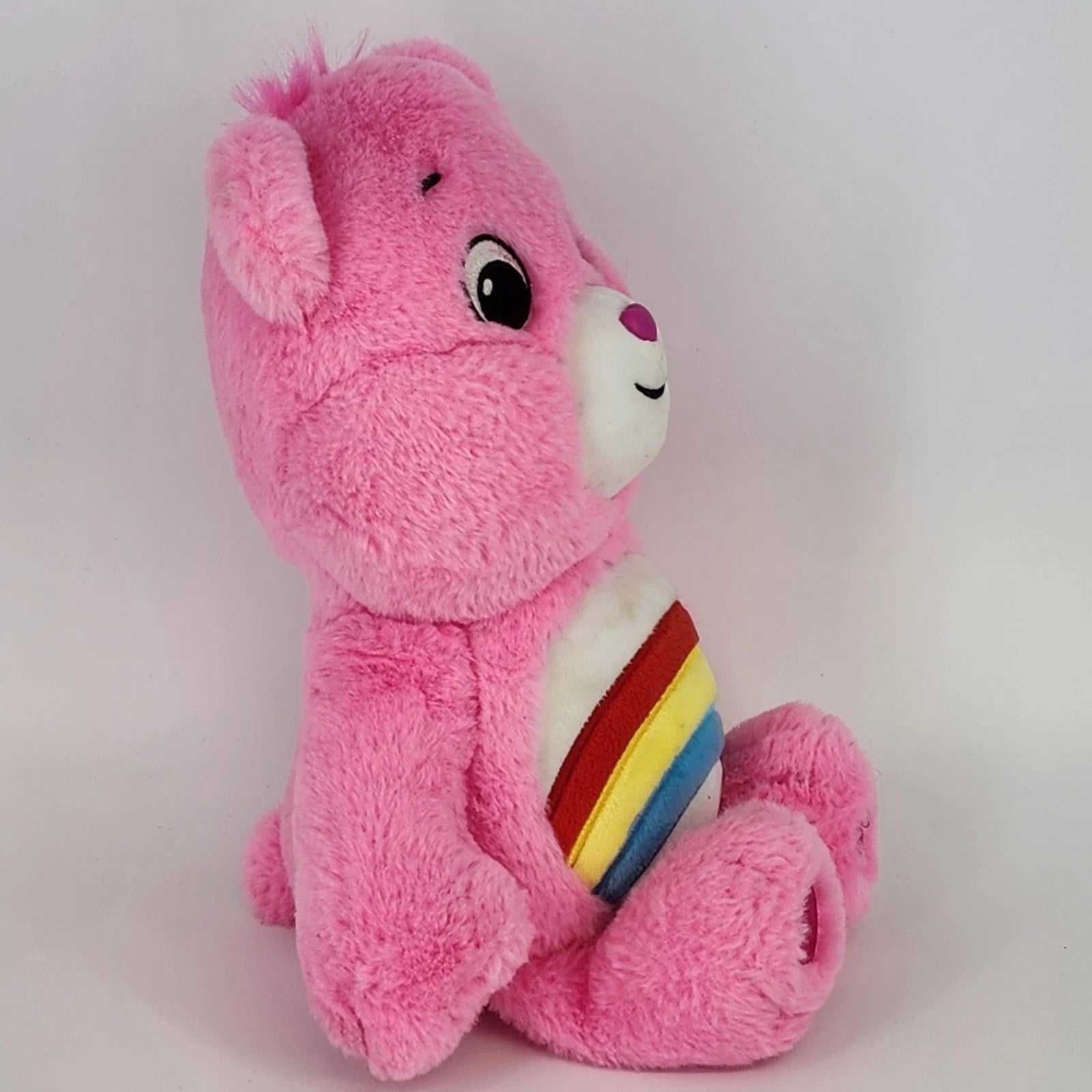 Care Bears Cheer Bear Plush 12" Pink Stuffed Animal Rainbow Belly Badg ...