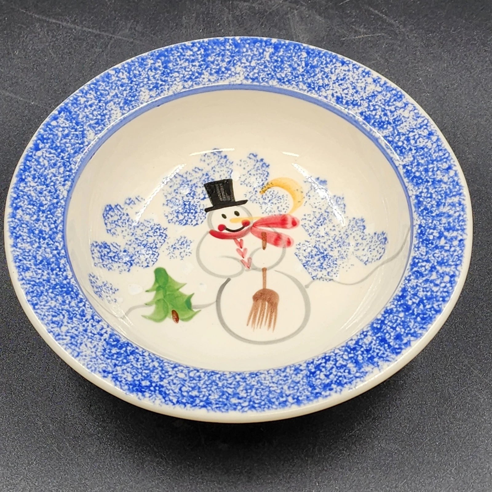 Snowman Family Soup Cereal Bowl 8" Shannon & Daughters Folk Art Blue S ...